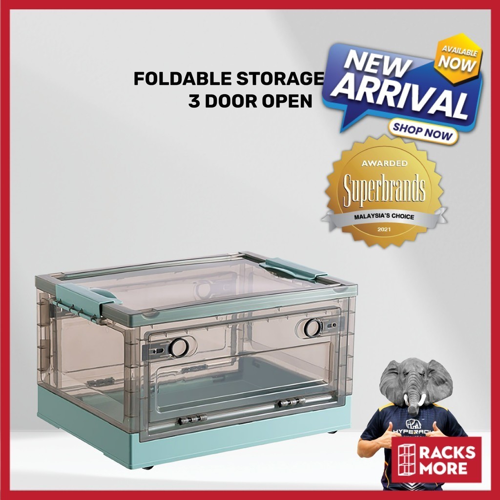 RACKSMORE Portable Transparent Storage Box Foldable Storage Cabinet ...