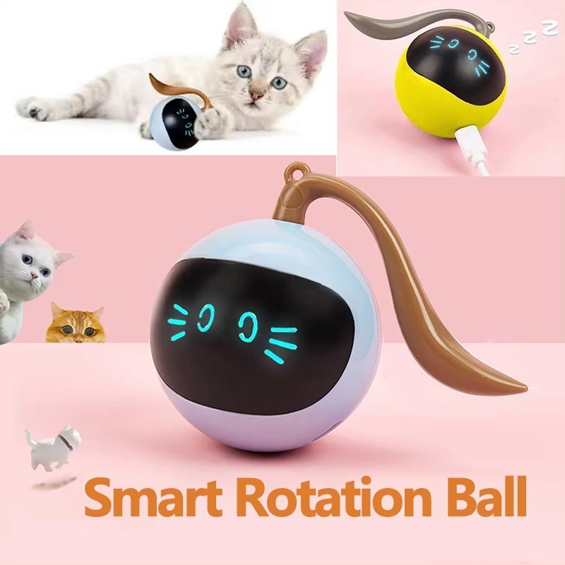 Smart Cat Toy 360 Degree Self Rolling Interactive Toy Teaser Ball USB ...