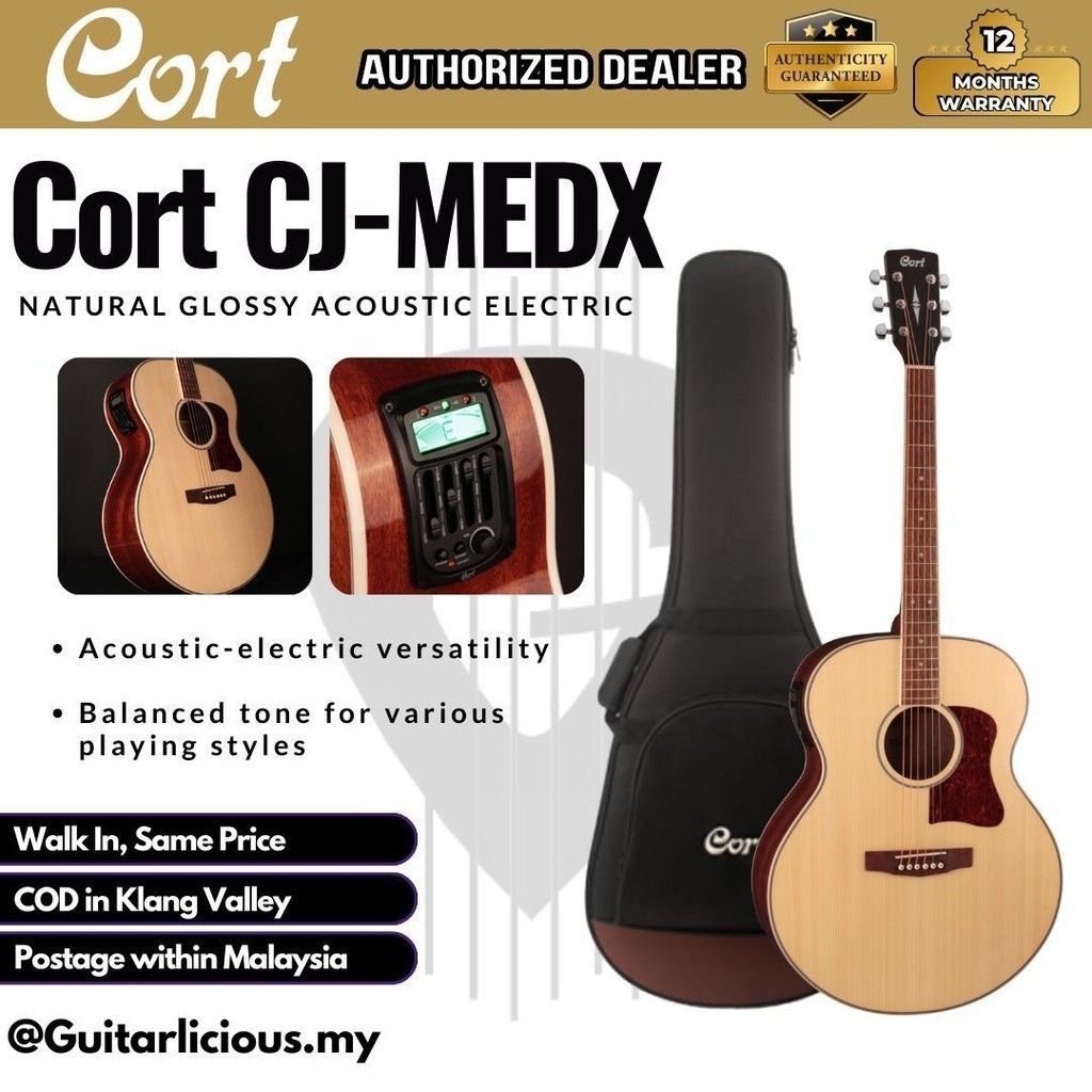 CORT CJ-MEDX Natural Glossy Acoustic-Electric Guitar with Pick Up ...