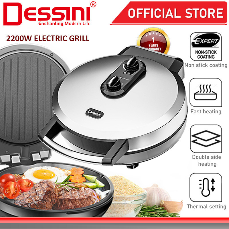 DESSINI ITALY 40CM Double Sided Non-Stick Electric Baking Pan Timer ...