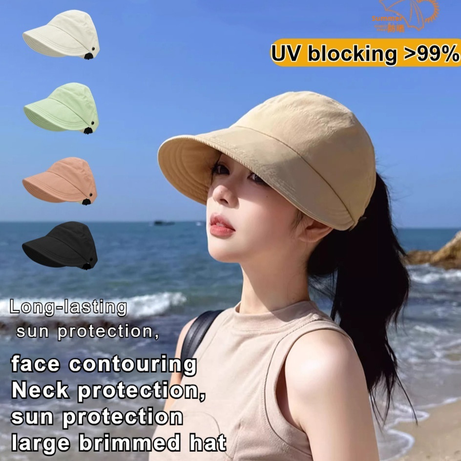 Sunblock hat Women's summer UV protective vinyl sun hat empty outdoor ...