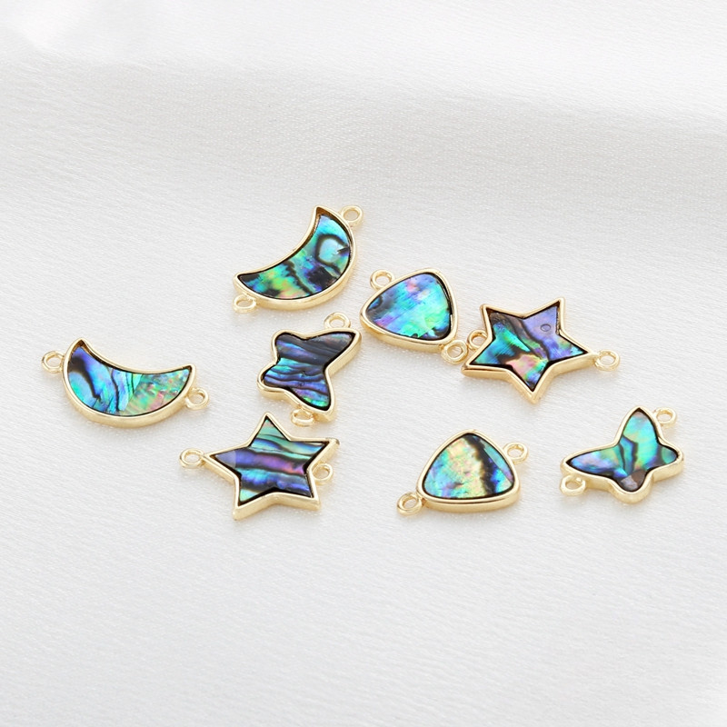 Alloy multicolored shell butterfly Pentacle Moon Heart double loop ...