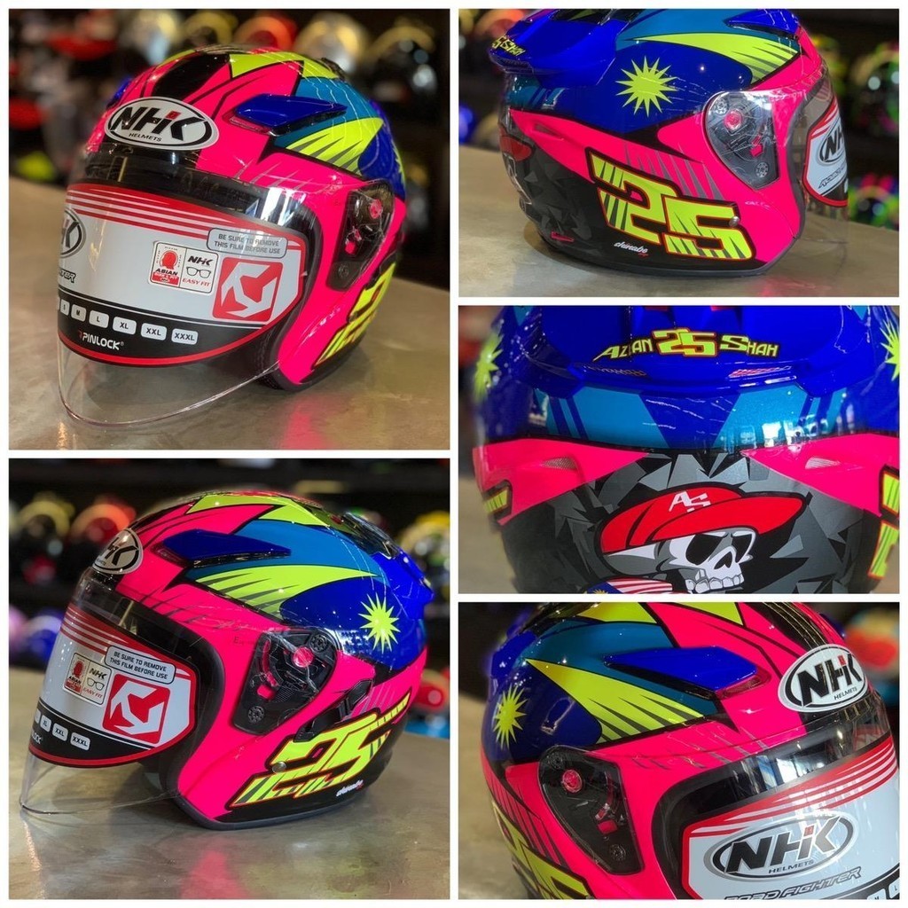 NHK HELMET R1 V2 AZLAN SHAH PINK FLUO ( Got Bag Special edition ...