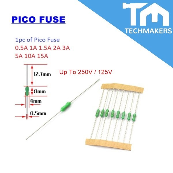 1pc of Pico Fuse FastBlow Axial Fuse 0.5A 1A 1.5A 2A 3A 5A 10A 15A 250V/125V Resistor Shape ...