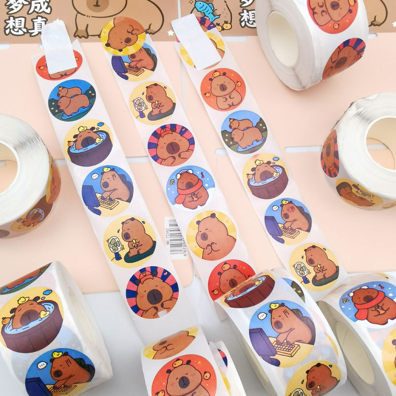 500pcs Capybara Loopy Sealing Sticker Tapes Cartoon Label Stickers DIY ...