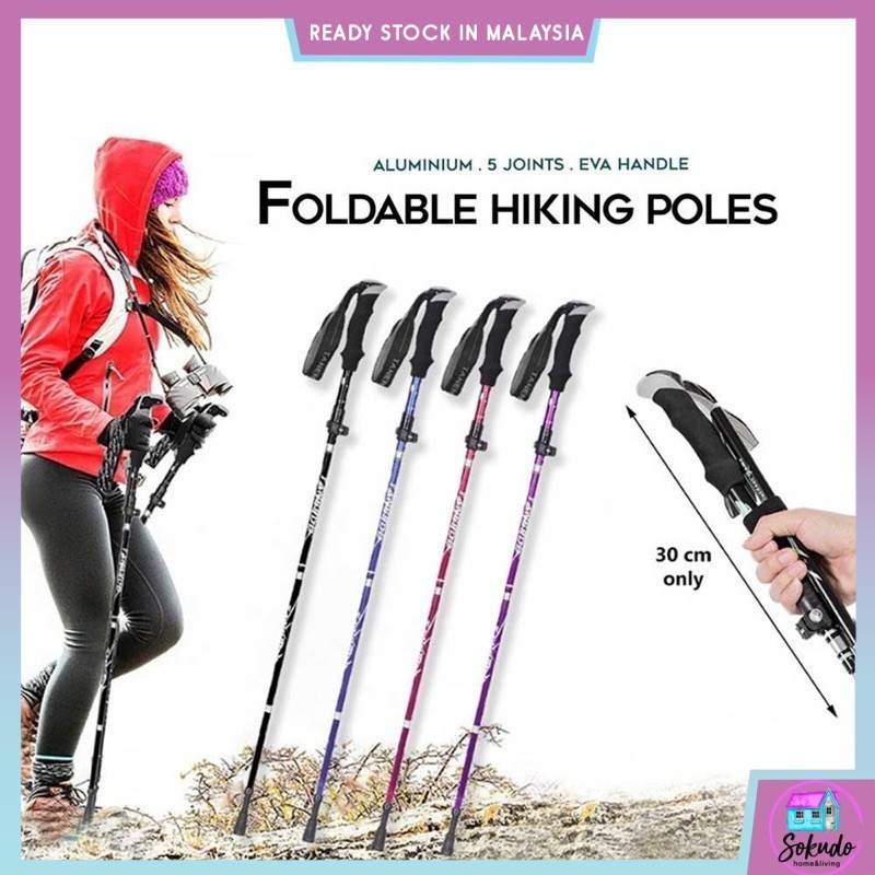 Foldable Hiking Pole Height Adjustable Aluminium Trekking Climbing Leg ...