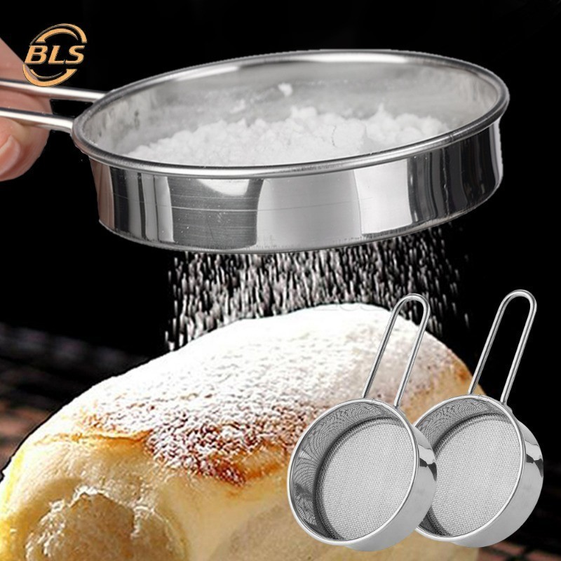 Stainless Steel Fine Mesh Flour Sieve - Sugar Matcha Chocolate Powder ...