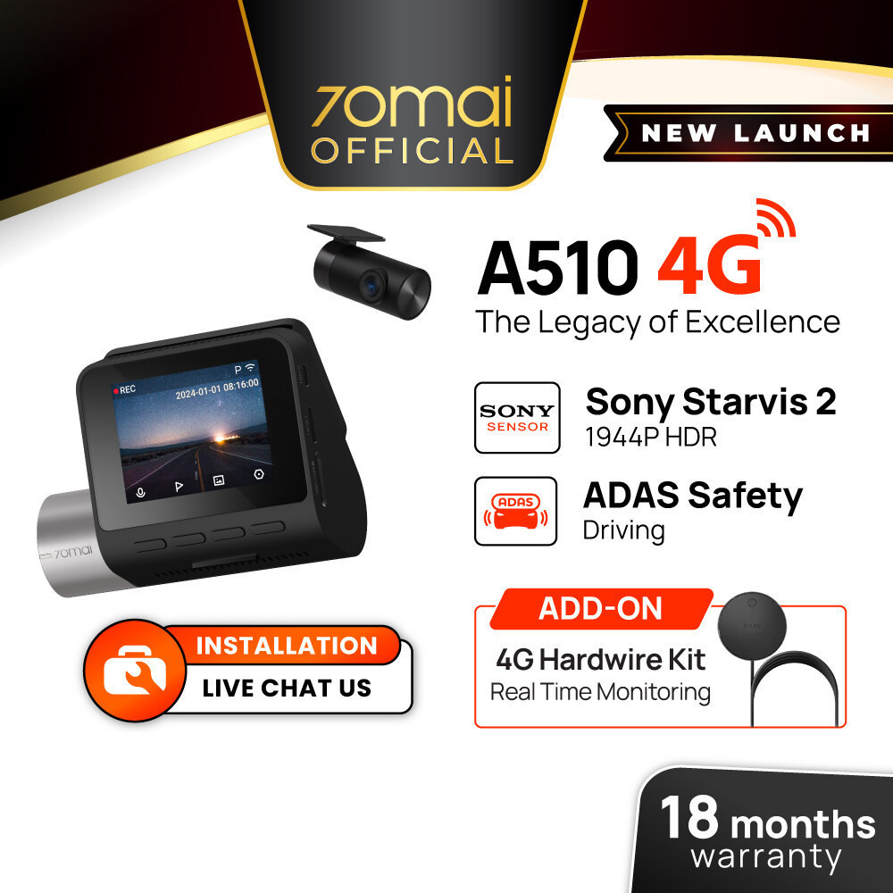 BS 70mai A510 Dash Cam Dual Vision Car Recorder with GPS ADAS | Shopee Malaysia