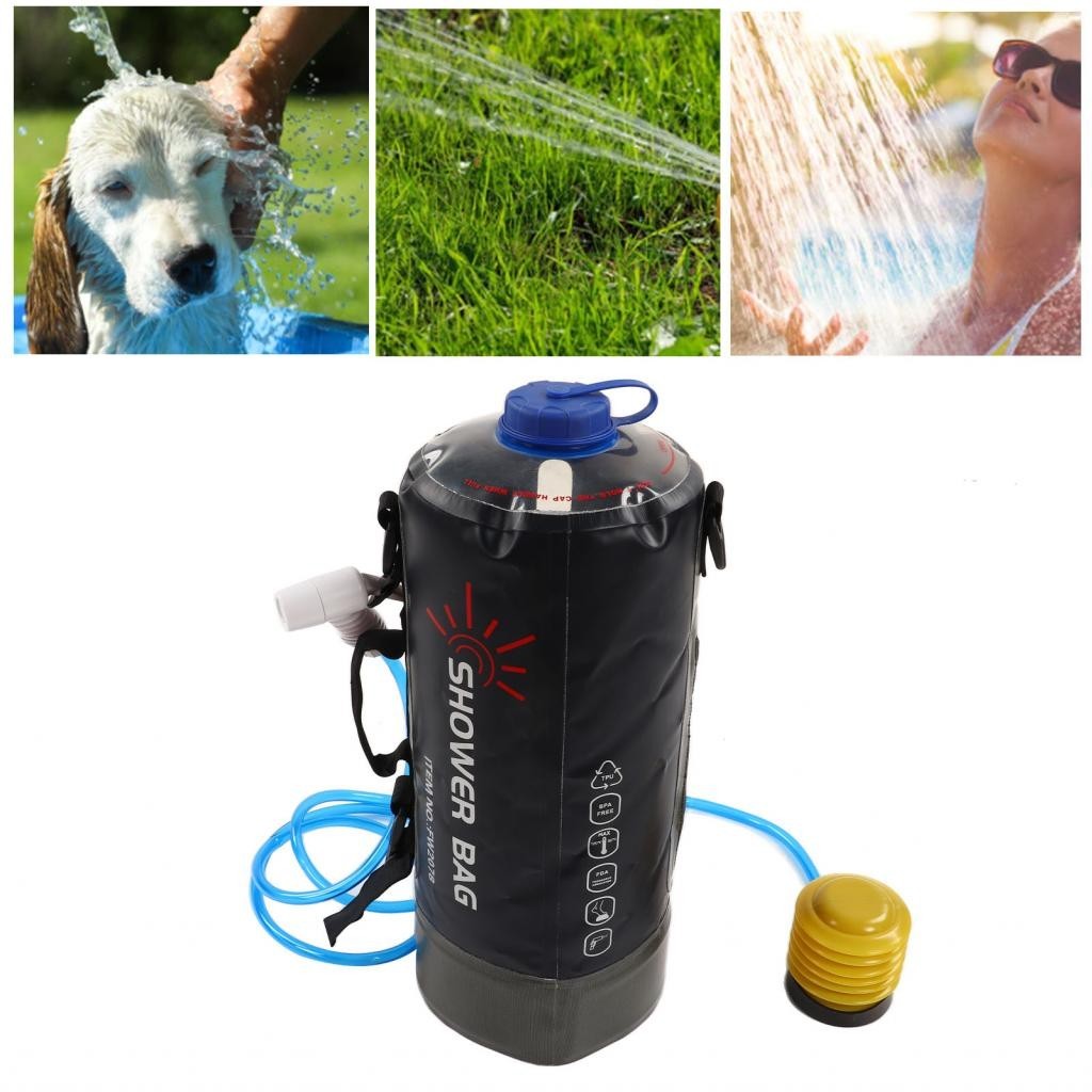 Zoomfashion AOS 12L Capacity Camping Shower Bag Foldable Bath With Pump ...