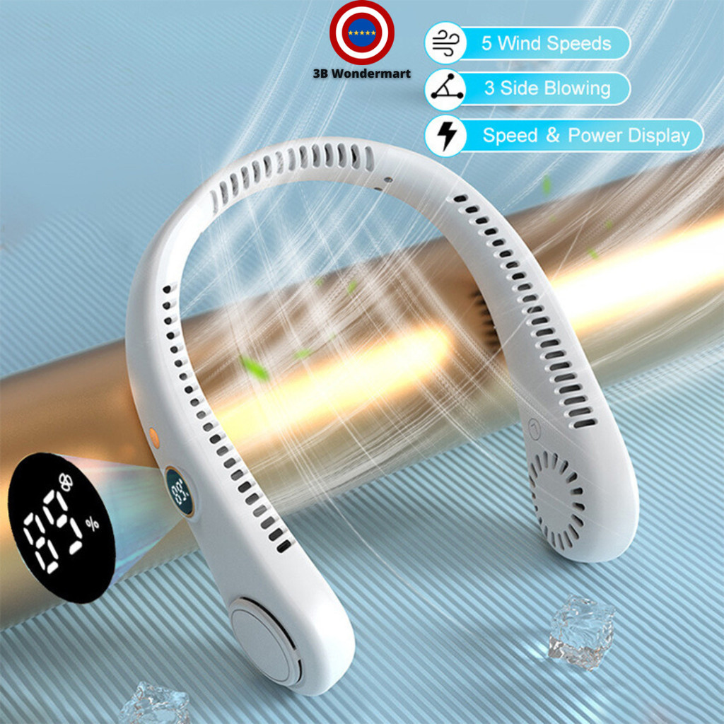 R-8 Portable Vaneless Hanging Neck Fan 5 wind Speed Bladeless Personal ...