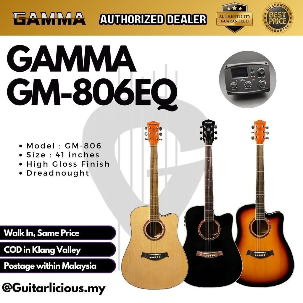 GAMMA ( GM-806EQ ) with Dreadnought 41inch Acoustic Guitar with EQ ...