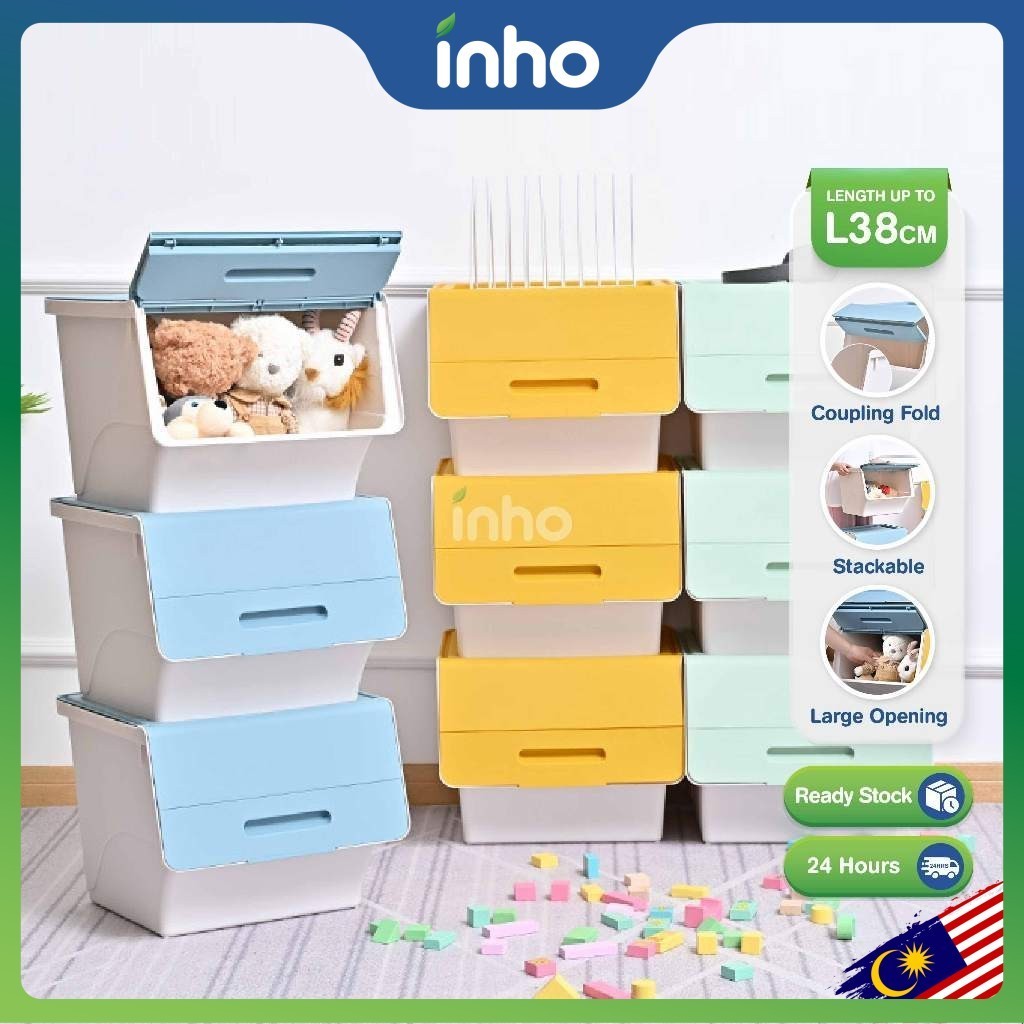 INHO 36L Multipurpose Front Opening Storage Box Stackable Toy Snack ...