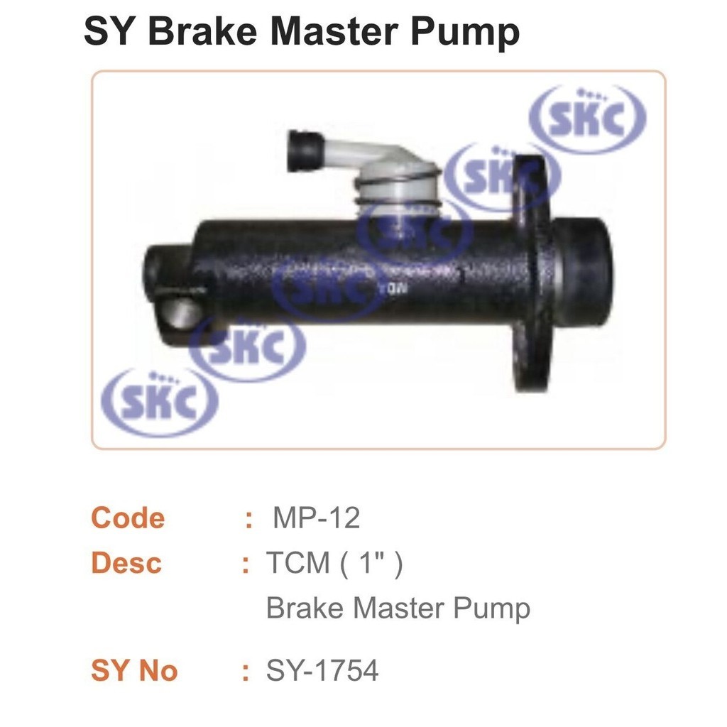 SY Taiwan TCM 5Ton Forklift Hydraulic Brake Master Pump 1”Inch SY-1754 ...
