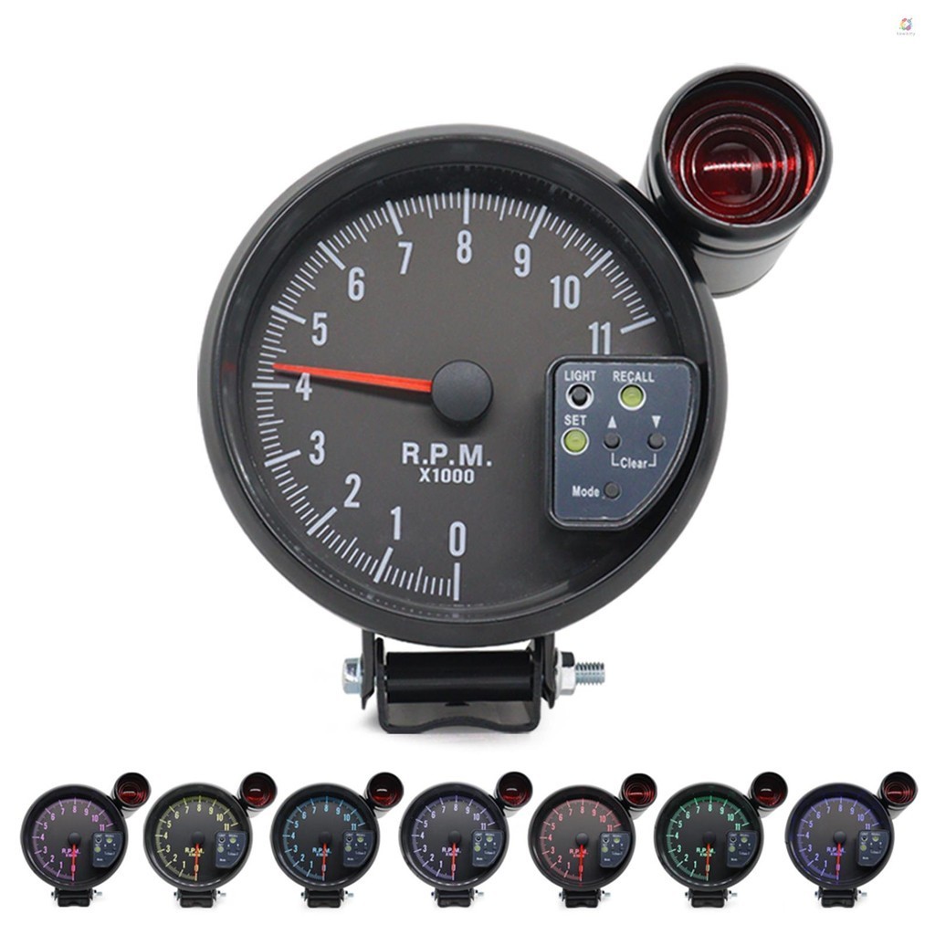 kawamy 5 Inch Tachometer Gauge Black 7 Colors Backlight with Shift ...