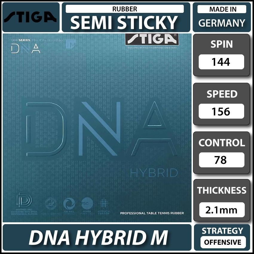 Stiga Rubber DNA Hybrid M Semi Sticky Elastic Table Tennis Rubber Getah ...