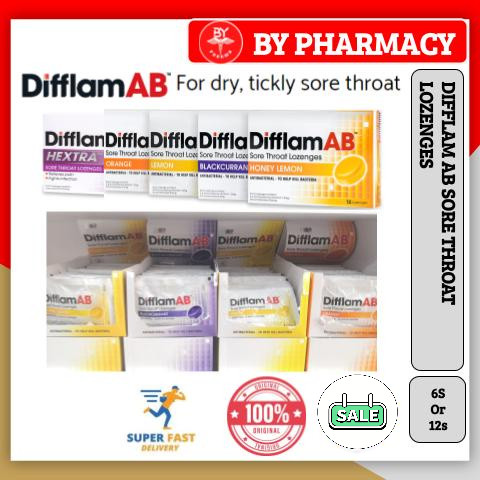 DIFFLAM AB /HEXTRA LOZENGES 6'S OR 12'S (BLACKCURRANT / ORANGE / LEMON ...
