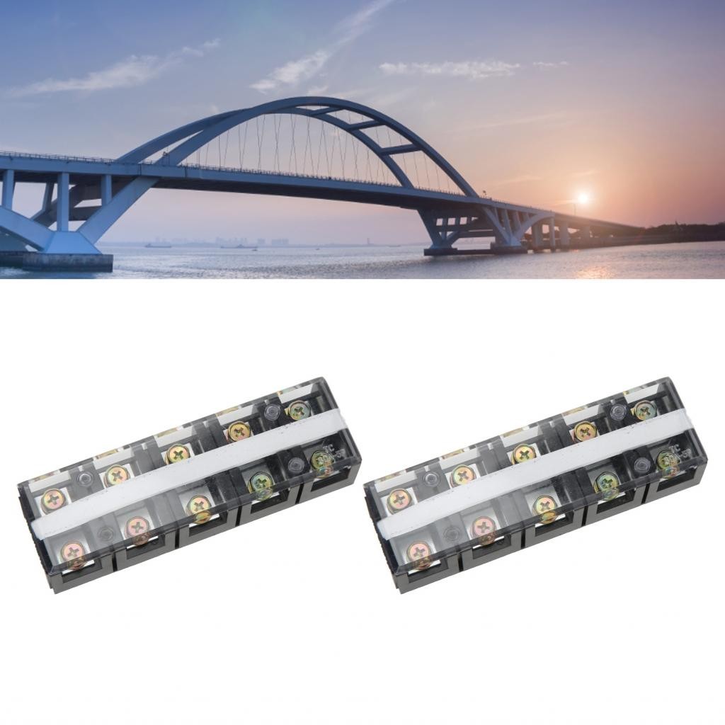 Newlanrode Heavy Current Terminal Block Dual Rows 2 Pcs 60A 600V with PC Shell for Lighting (2 ...