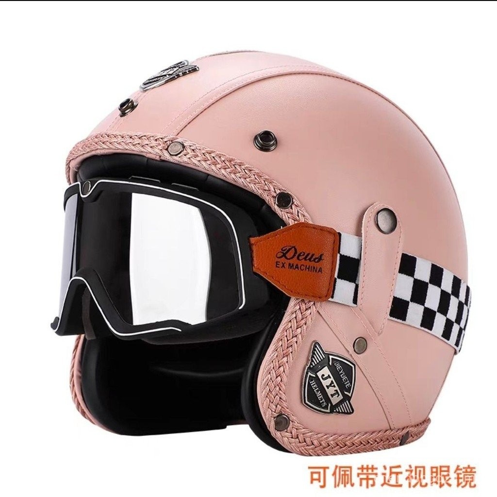 Influencer Retro Motorcycle Helmet Men Summer Harley Goggles Half ...