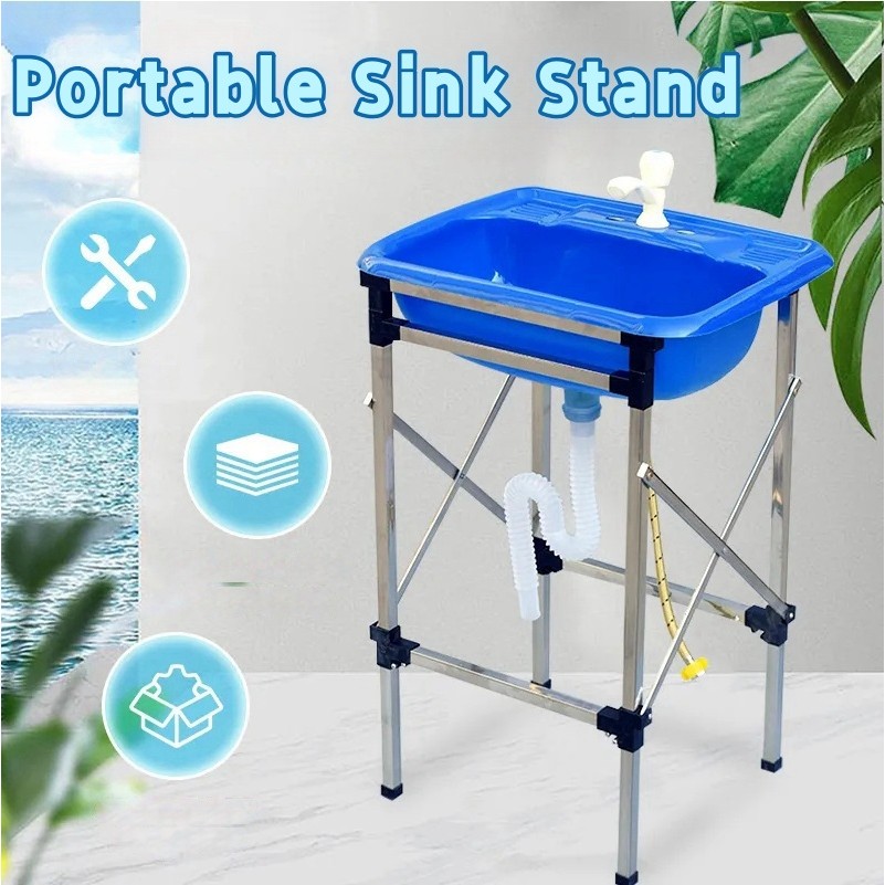 Sinki /Plastic Basin with Foldable Stand / Sinki Plastik Rack Lipat ...