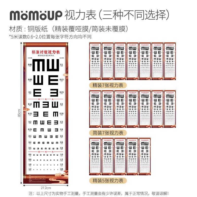 2025 New Product Momoup vision chart 7 Sheets different Version E ...