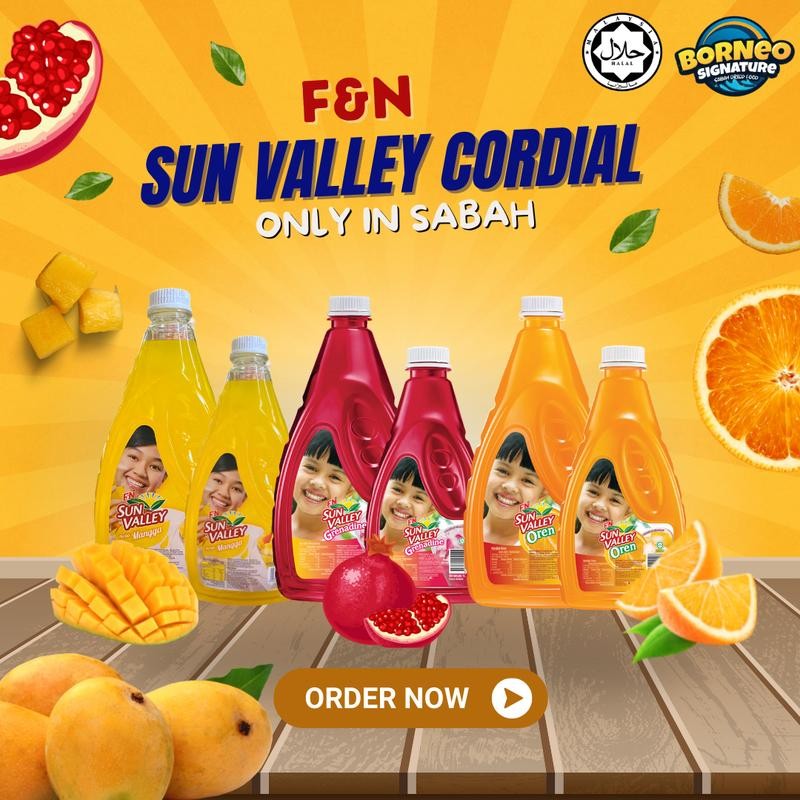 [EDISI RAMADAN] F&N SUNVALLEY CORDIAL PERISA GRENADINE, MANGGA, OREN ...