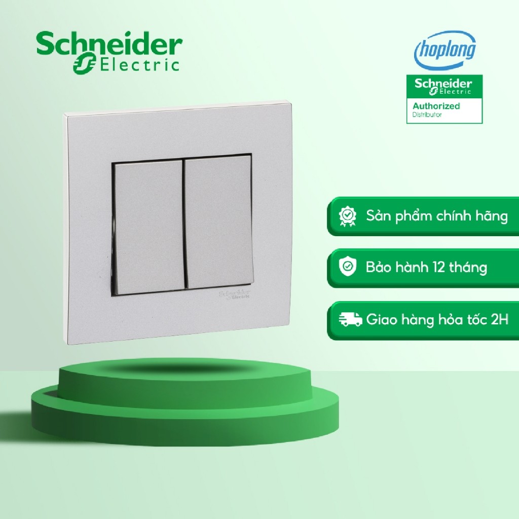 Schneider KB32_AS_G19 250VAC 16AX 2 gang double 2-way switch Silver ...