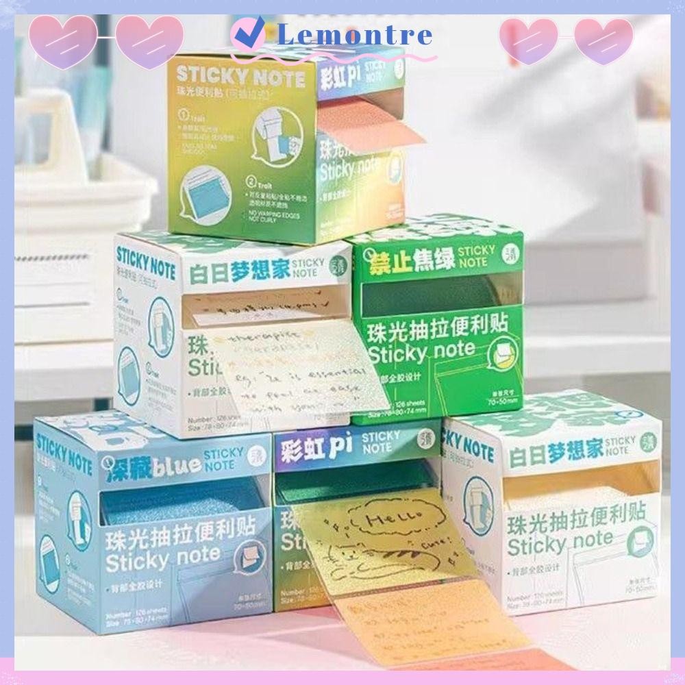 LEMONTRE 126Sheets Pearlescent Sticky Tabs, Transparent Pearl Aesthetic ...