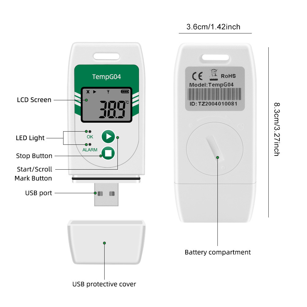 USB Temp & Humidity Data Logger 32000 Point Capacity Temp Data Logger ...