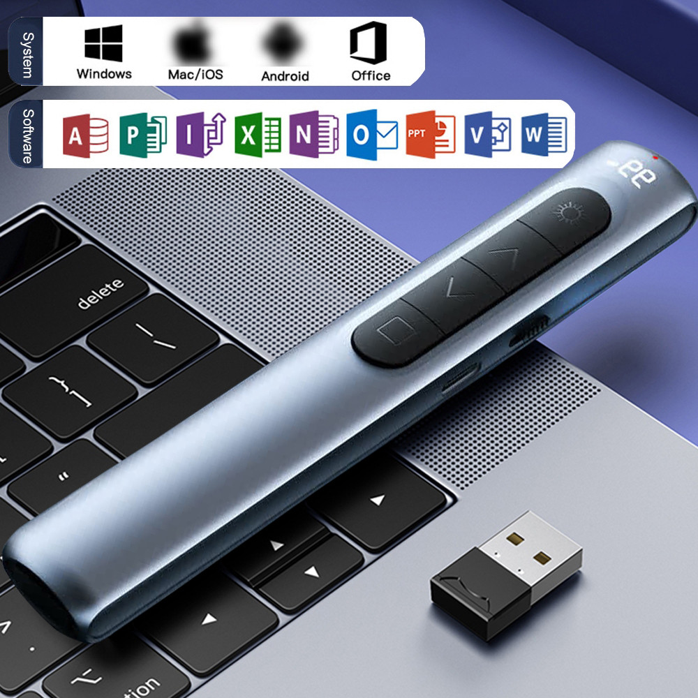 USB-C Rechargeable Laser Pointer Remote 2.4GHz Wireless PPT Clicker for ...