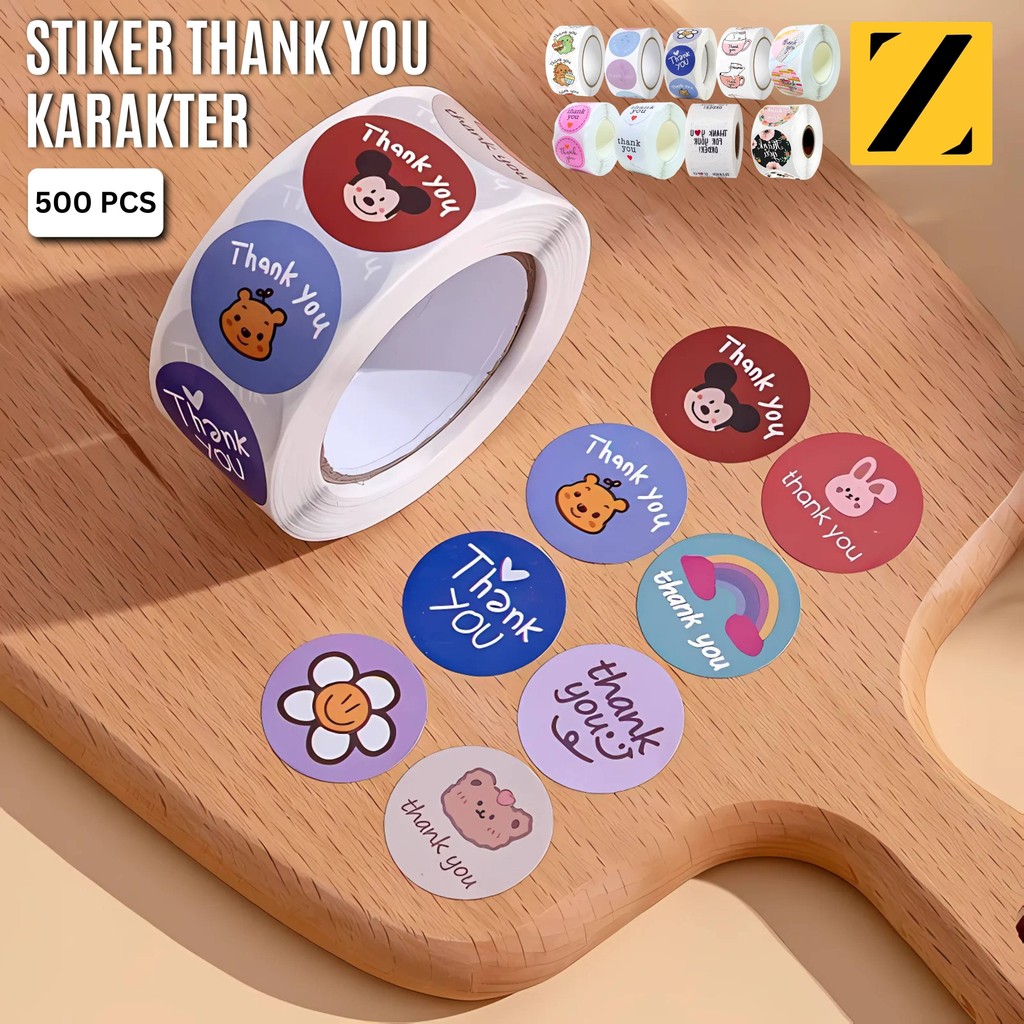 Thank You Stickers 500 PCS Thank You Character Stickers Self Adhesive ...