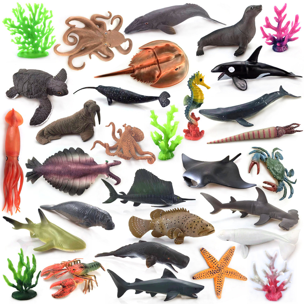 Simulation Sea Animals Undersea Creatures Model Toys Great White Shark ...