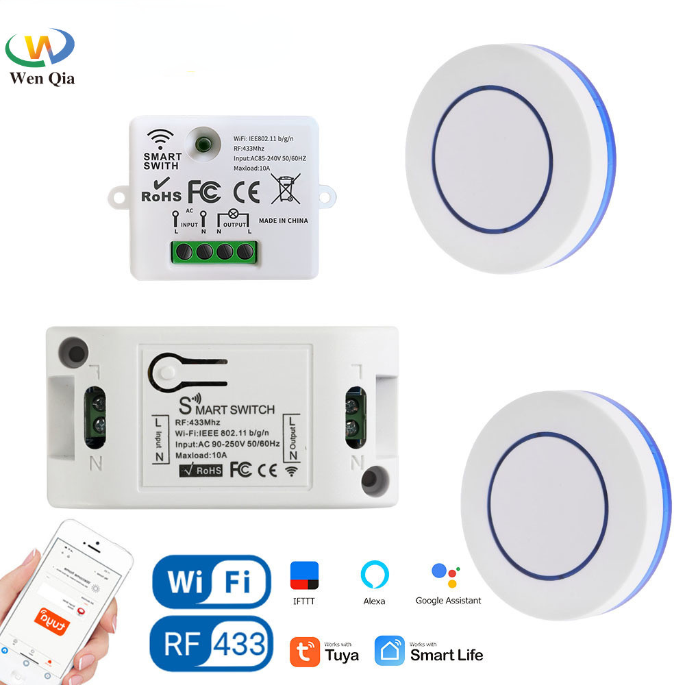 Smart Home Tuya WiFi Light Switch Rf 433MHz Push Button Switch with ...