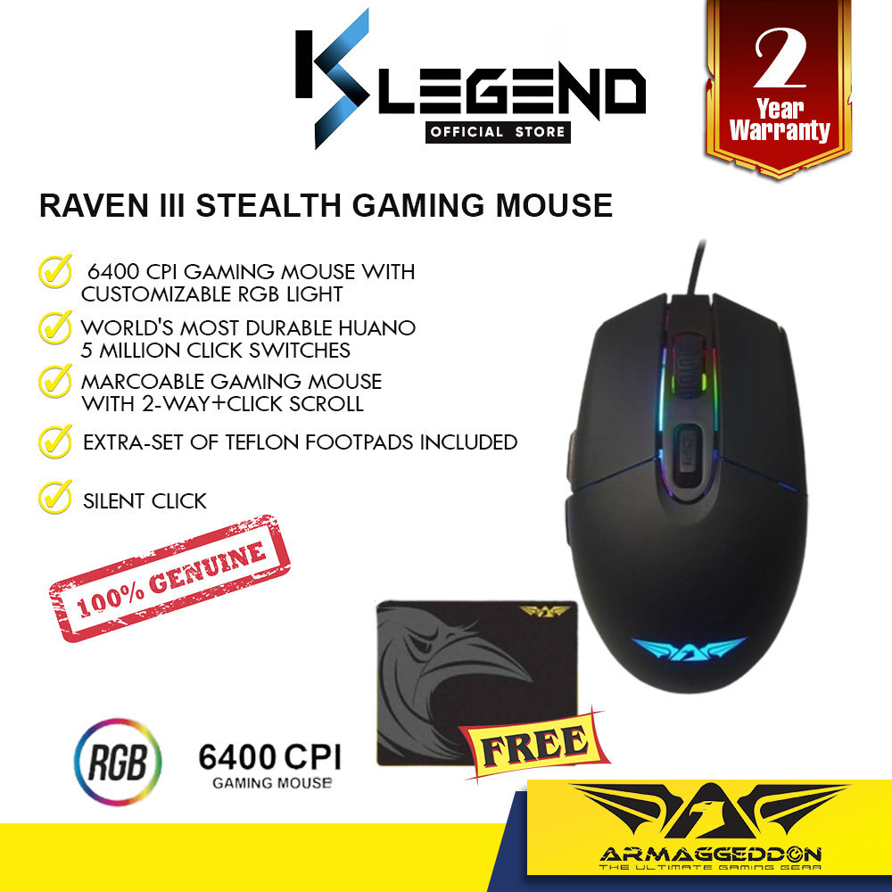 ARMAGGEDDON Raven III STEALTH GAMING MOUSE | Shopee Malaysia