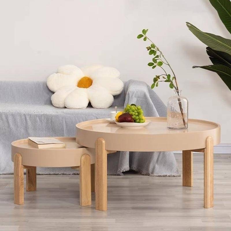 Cream coffee table small unit combination Tea table, round table, low ...