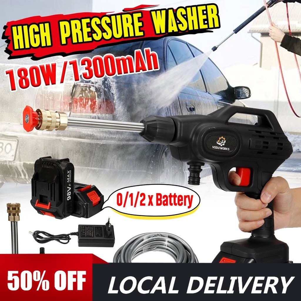 180W 98VF Cordless Water Jet High Pressure Car Wash Guns Electric Car Washer Portable Wash Water ...