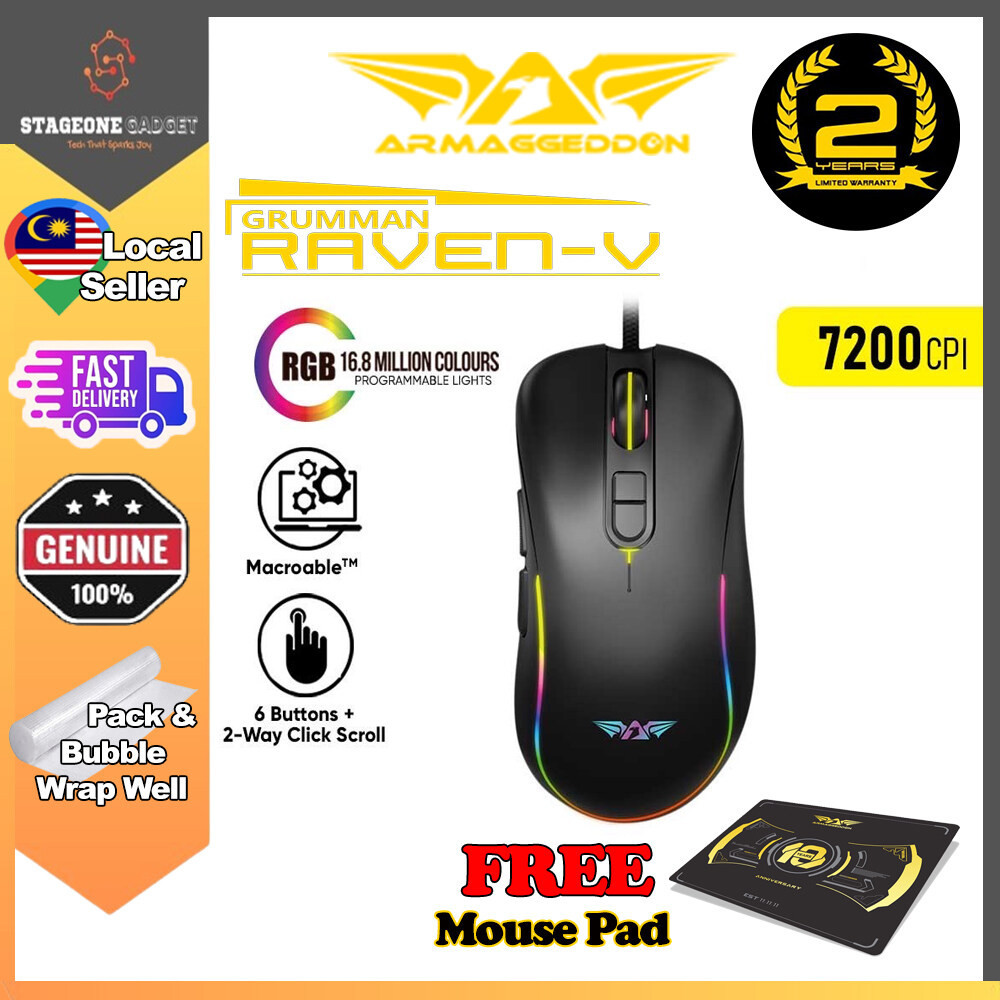 Armaggeddon Grumman Raven V RGB 16.8 Million Wired Gaming Mouse 7 ...