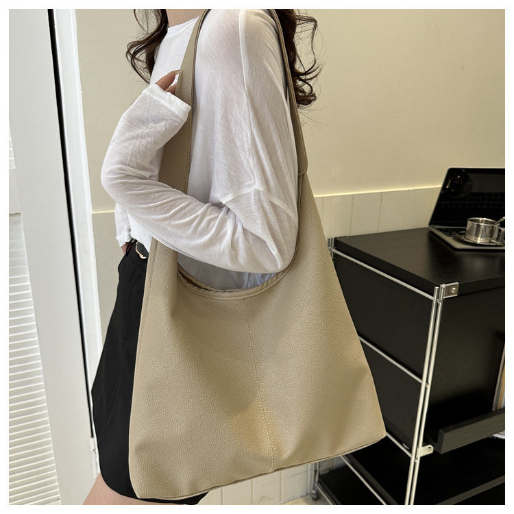MR PU Leather Tote Bag Plain Basic Top Handle Tote Bag Women Handbag ...