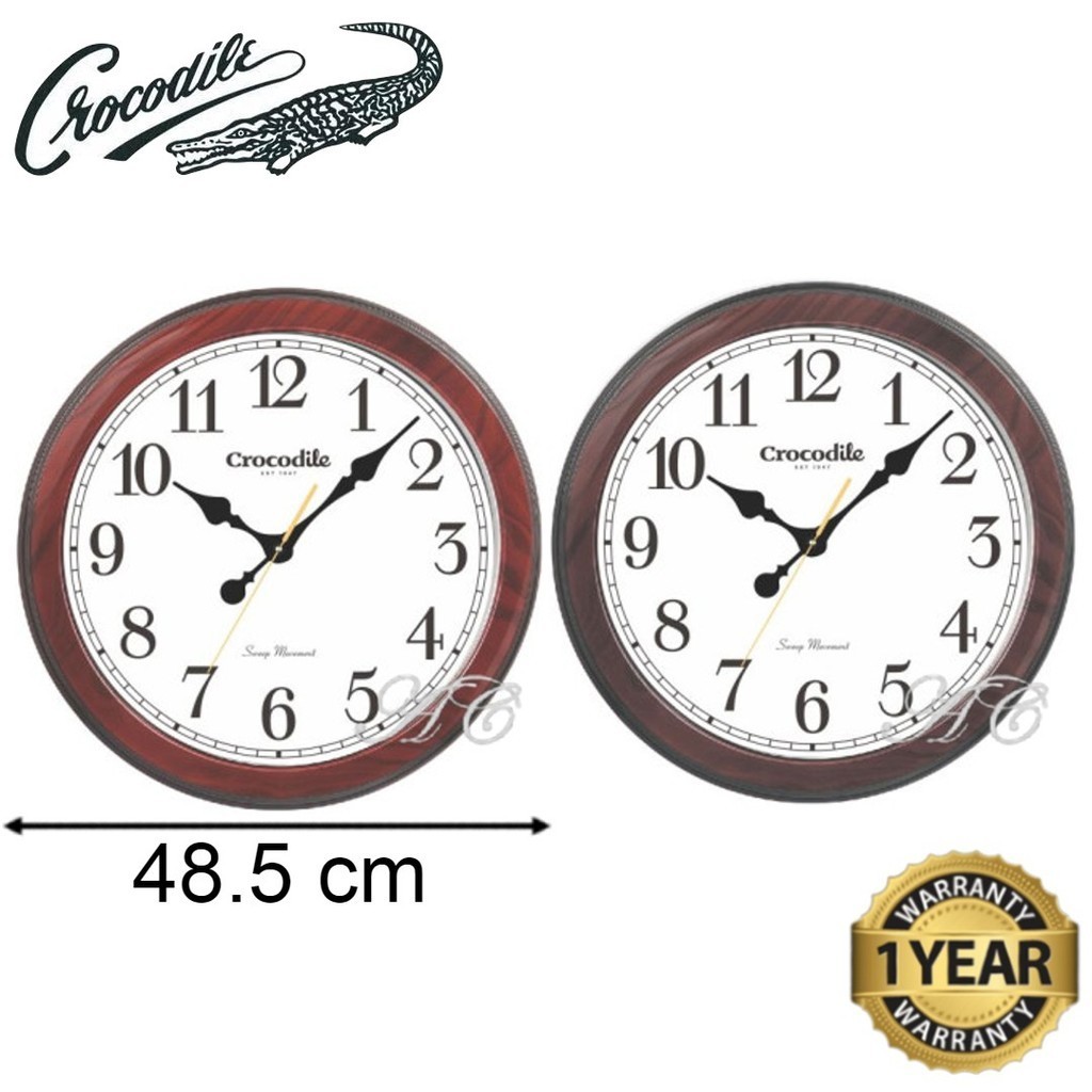100% ORIGINAL CROCODILE Silent Analogue Round Wall Clock (Jam Dinding ...