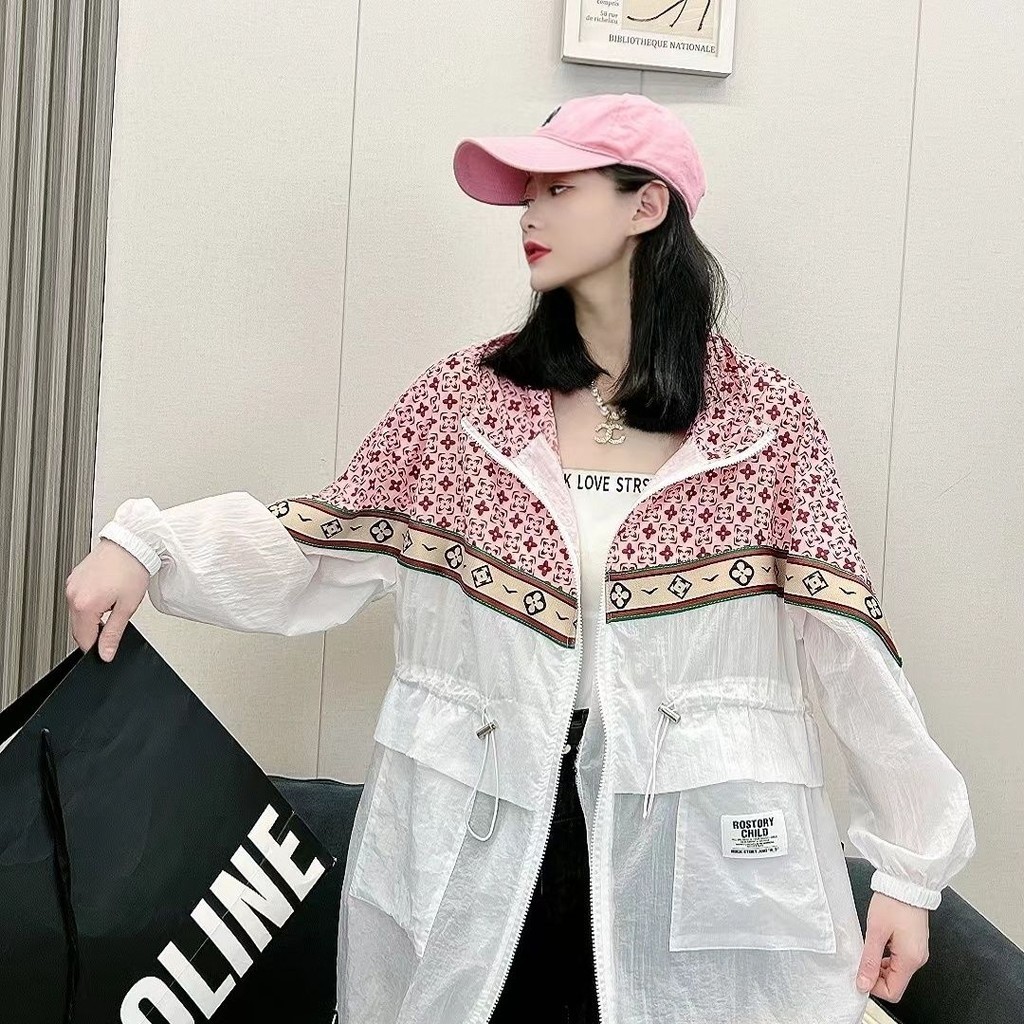 Stitching Hooded Windbreaker Jacket Women Fashion Color Matching ...
