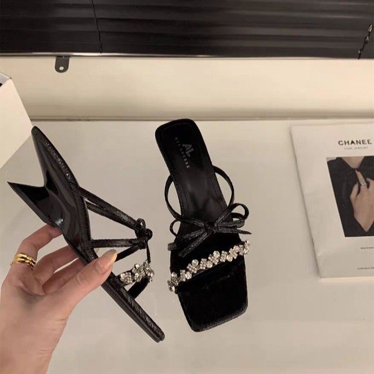 Square Toe Shaped High Heels Women's Slip-On | Shopee Malaysia