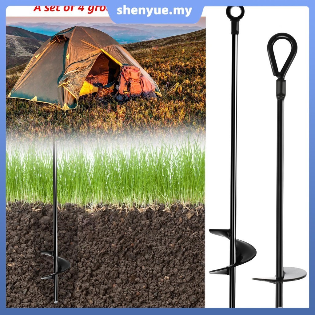 4Pcs Ground Anchors 18inch Spiral Earth Anchors Kit Heavy Duty Metal ...