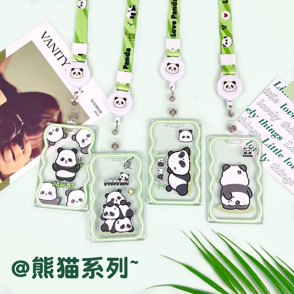 Panda Acrylic Card Holder Halter Neck Retractable ID Holder for Student ...