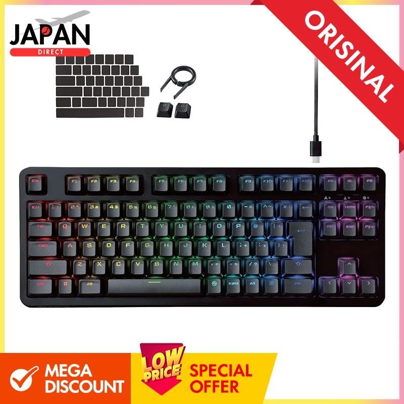 Elecom Gaming Keyboard V-custom VK310C Wired RGB Tenkeyless Mechanical Neo Clutch Keycap Blue ...