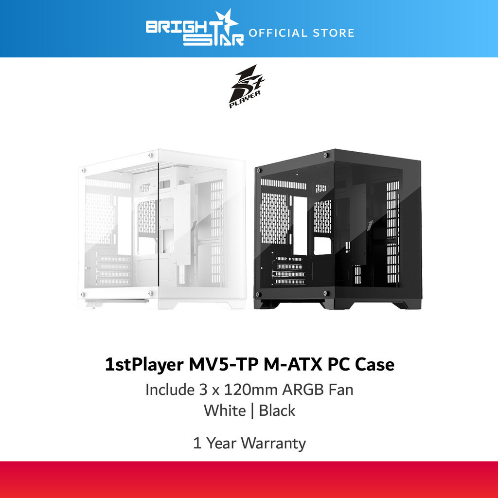 1STPLAYER MV5-TP MATX PC Case (Black,White) | Shopee Malaysia