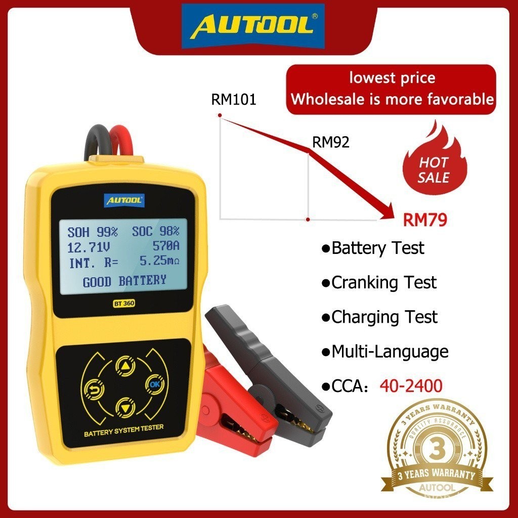 [100% Original Autool BT360] 12V Car Battery Tester, Battery Analyzer ...