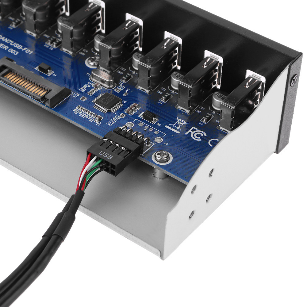 [ElectronicMall01.my] Front Panel PC 9 Pin to 7 Ports USB 2.0 HUB 5.25 ...