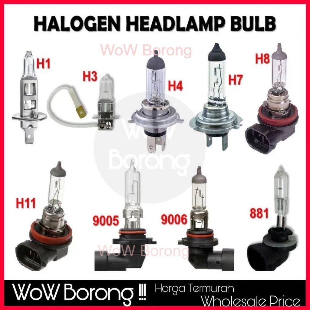 12V HIGH POWER CAR HALOGEN H1 H3 H4 H7 H8 H11 H16 9005 9006 9012 CAR ...