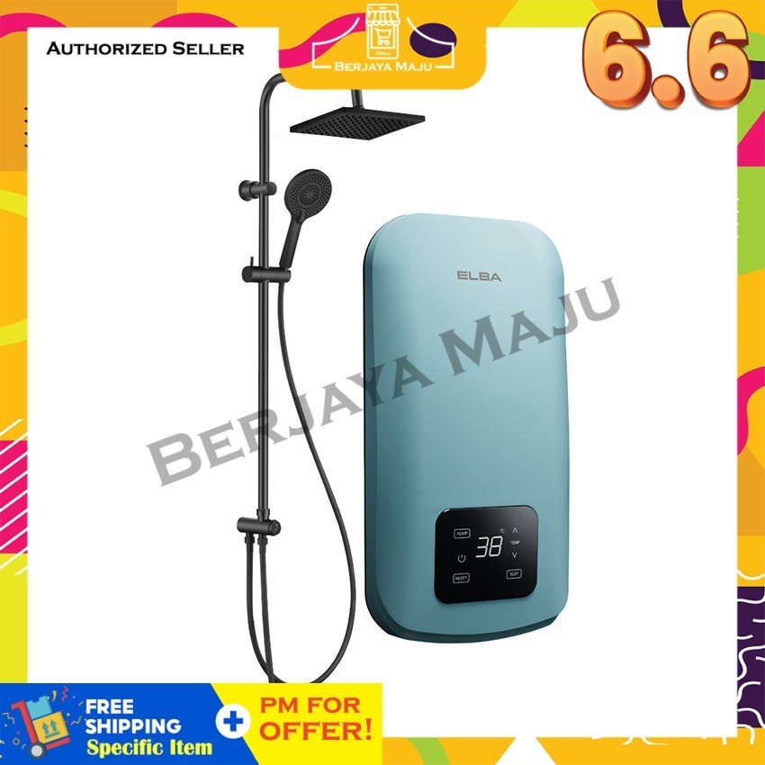 Elba Evvo Series DC Pump Rain Shower Water Heater EWHR-Q4218DC(SB) (Sky ...