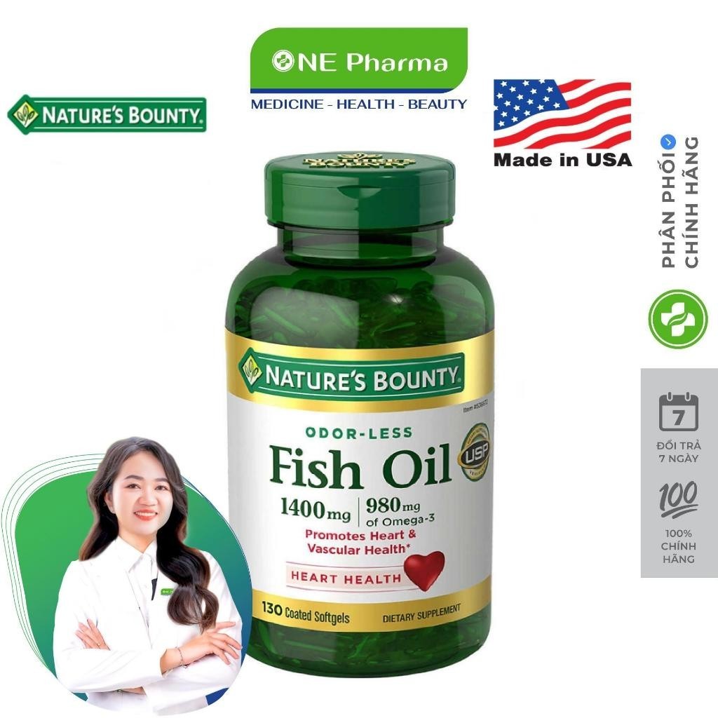 Nature's Bounty Fish Oil 1400mg 130 Tablets for heart and eye support ...
