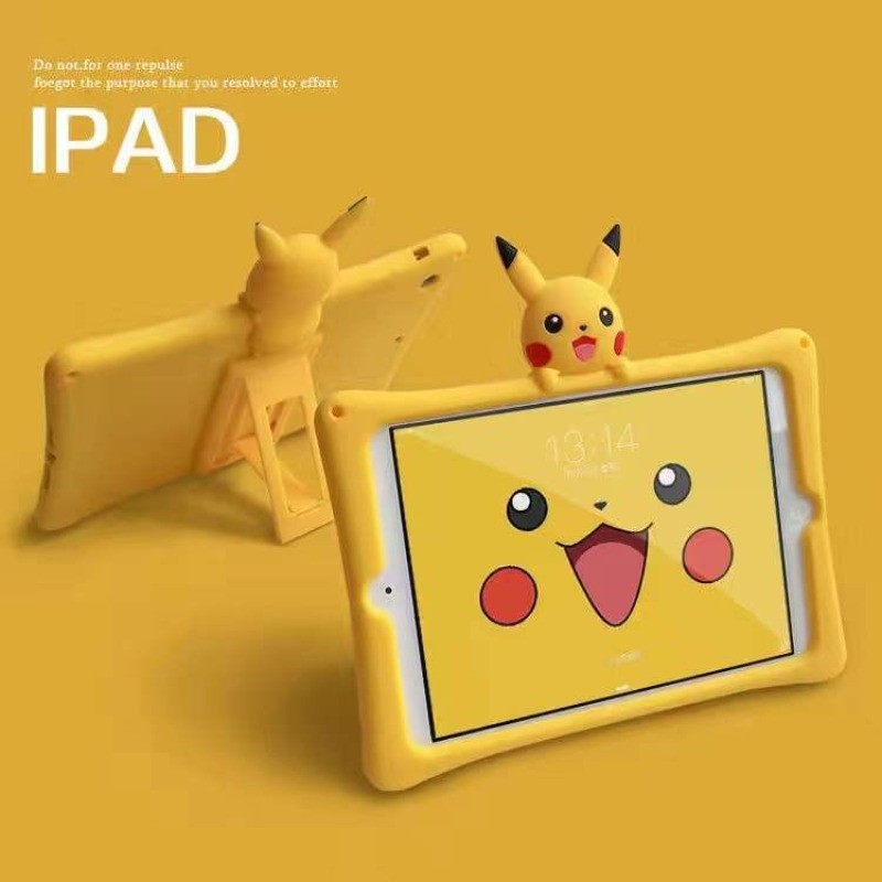 Cartoon Cute Pokémon 3D Pikachu Doll Silicone Stand Case for IPad Mini ...